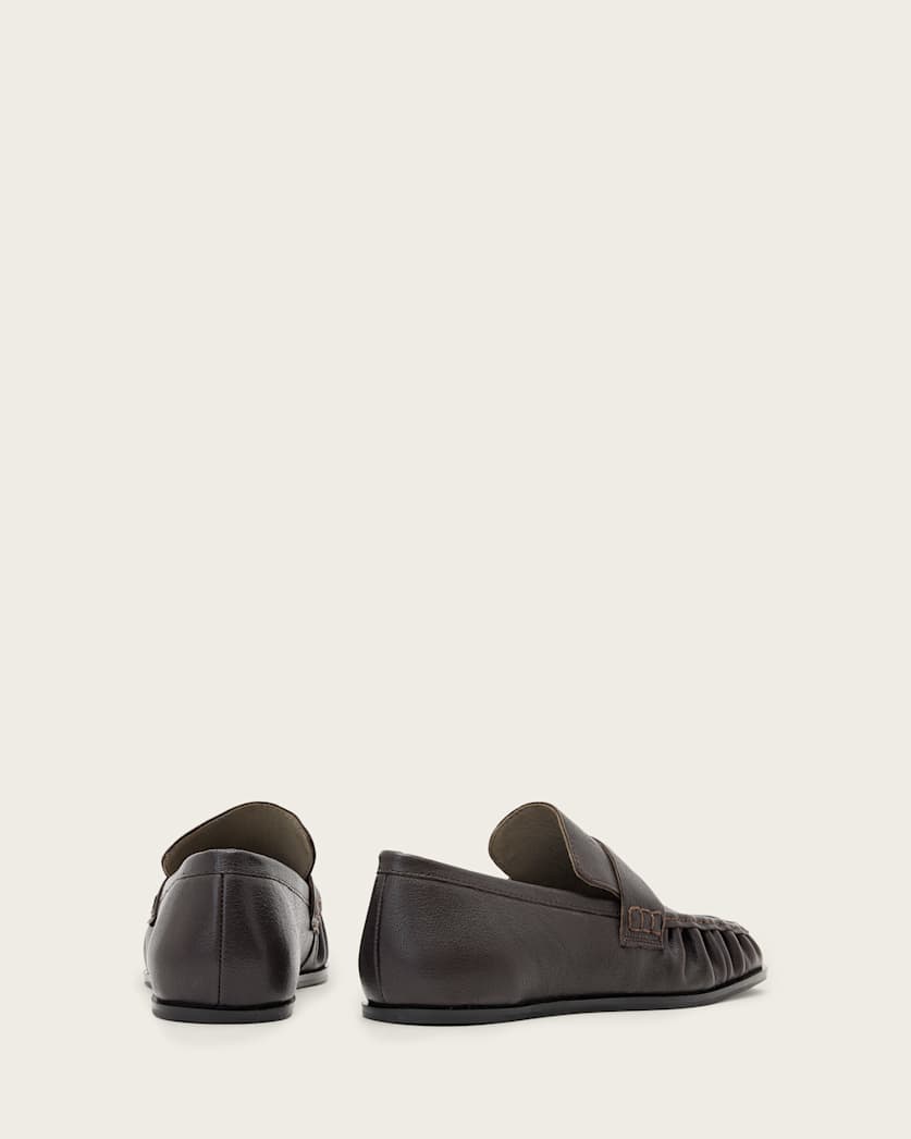 Julie Studded Leather Loafers Dark Brown | ALLSAINTS DE